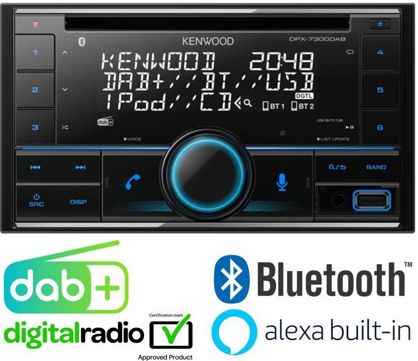 Kenwood DPX-7300DAB Car Audio System featuring CD USB DAB+ Bluetooth ...